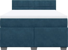 Box spring postel s matrací modrá 160 x 200 cm samet 3286358