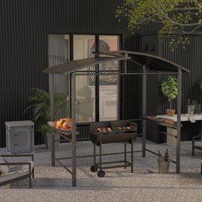 Outsunny Gril na dřevěné uhlí s nastavitelnou výškou pro venkovní přenosný gril s odkládací policí a koly 90x45x96 cm černý