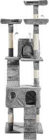 Škrabací strom PawHut XXL Cat Cave Ladder Climbing Tree Multilevel Grey 50x50x170cm | Aosom