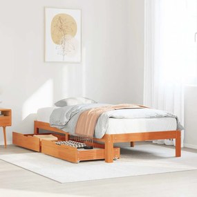 Rám postele se zásuvkami bílý 75 x 190 cm masivní borové dřevo