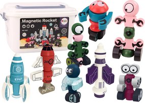 LEAN Toys Magnetické kostky Vesmír – Raketa, sada 56 ks. Magnetic Rocket Mix