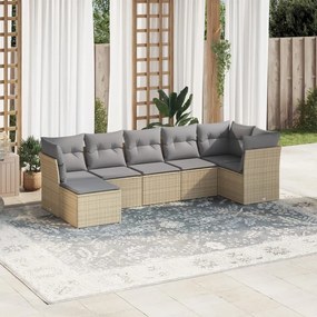 7dílná zahradní sedací souprava s poduškami béžová polyratan 3217969