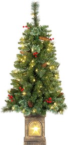 HOMCOM Umělý vánoční stromek 120 cm, smrkový stromek umělý s 100 LED světly, 8 režimů, 214 větviček