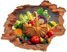 Wallmuralia Nálepka 3D díra Koš zeleniny ovoce 90x70 cm
