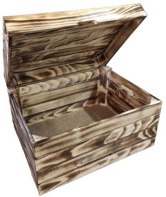 Dřevěný box s víkem 48x36x 26,5 cm - opálený