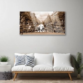 Obraz na skle Řeka Kolo Stromy Krajina 120x60 cm