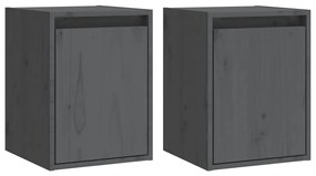 vidaXL Nástěnné skříňky 2 ks šedé 30 x 30 x 40 cm masivní borové dřevo