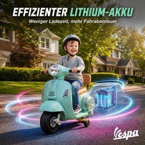 AIYAPLAY Elektro motorka pro děti Mini Vespa GTS 6V s lithiovou baterií, ergonomické sedadlo, opěrka zad, 1,5-3 roky 370-484V90GN