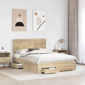 Rám postele s čelo Sonoma dub 140 x 190 cm Kompozitní dřevo 3412785