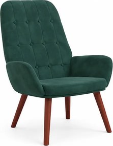 relaxační křeslo, odpočinkové, dřevo/kov/textil, 96x69x78 cm, nohy tmavé/tmavě zelená, Dekorino KR20260047