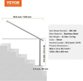 120,1 cm 120 cm madla pro venkovní schůdky pro verandovou terasu z nerezové oceli