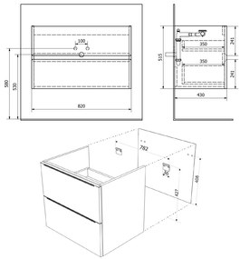 Sapho Sapho, Koupelnový set FILENA 85, bílá, KSET-060