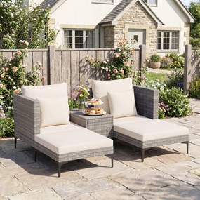 Costway 5 kusová sada zahradního nábytku z polyratanu sada balkonového – šedá
