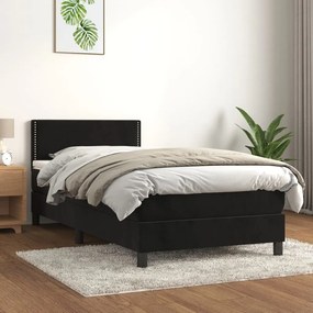 Box spring postel s matrací černá 90x200 cm samet,  3141223