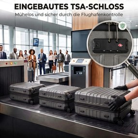 HOMCOM Kufrová sada, na sebe skládací cestovní kufry s TSA zámkem a 360° kolečky, 20/24/28 palců, tmavě šedá