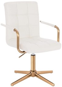 LuxuryForm DESIGN Židle VERONA GOLD na zlatém kříži - bílá