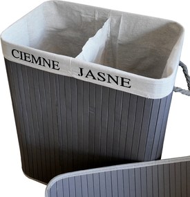 TRENDIE Bambusový koš na prádlo 100l šedý + DÁREK