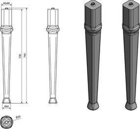 Sapho Antik nohy k umyvadlu 2 ks KL270