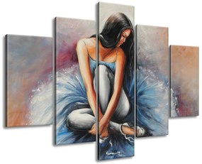 Gario Ručně malovaný obraz Tmavovlasá baletka - 5 dílný Rozměry: 100 x 70 cm