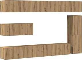 Sada 7 kusů nástěnné TV skříňka dub artisan kompozitní dřevo 3329214