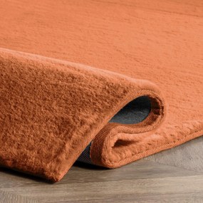 Tutumi Rabbit, hedvábný vysoký koberec 170x120x3 cm, červená cihla, SHG-08801