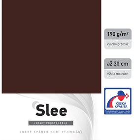 Slee jersey prostěradlo - tmavě hnědá Rozměr: 90 x 200 cm
