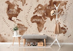 Samolepící tapeta mapa světa v retro provedení - 450x300 cm