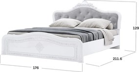 Postel 160 Lux bez rámu + koruna, bílá Luiza