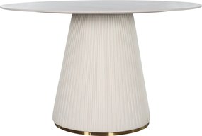 Jídelní stůl Modig 120 cm eko kůže ecru/mramor