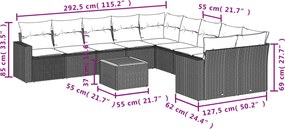 11dílná zahradní sedací souprava s poduškami šedá polyratan 3224317