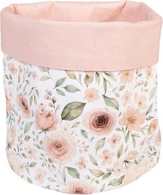 Bílý látkový košík s růžemi Soft Romantic Blush - Ø 15*16 cm