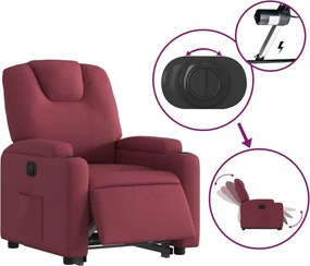 Elektrické zvedací polohovací křeslo vínové textil 3204395