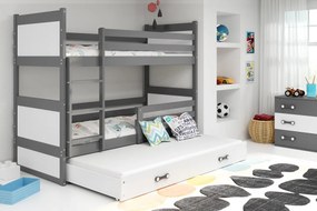 BMS Group Dětská patrová postel Rico 3 - Grafit/bílá - 190x80