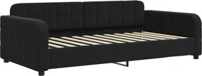 Válenda s přistýlkou a zásuvkami černá 90 x 200 cm samet 3196981