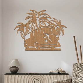 dřevo života Dřevěná dekorace na zeď HOLIDAY CAR Rozměry (cm): 40x30, Barevný vzor: Bílá