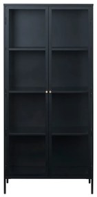 Černá vitrína Unique Furniture Carmel, výška 190 cm