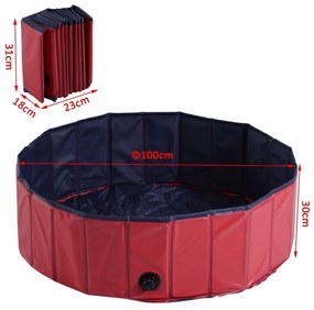 Goleto Skládací bazén pro psa 100 x 30 cm | červený