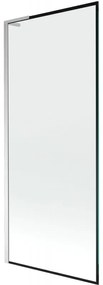 Mexen Next L, 1-křídlová vanová zástěna 80 x 150 cm, 6mm čiré sklo-černý vzor, ​​chromový profil, 895-080-000-03-70-01