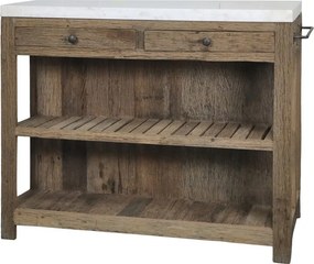 Hnědý antik servírovací stůl s mramorovou deskou Grimaud - 120*60*97 cm