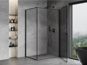 Mexen Mist-B, 1-křídlý ​​výklopný sprchový kout, pravý, 100 x 90 cm, čiré sklo-černý rám, 8A2T-100-090-70-70-P