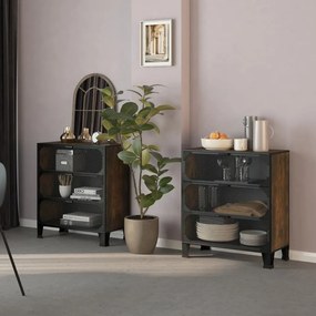 Úložné skříně 2 ks rustikálně hnědé 72 x 36 x 82 cm kov a MDF 3095971
