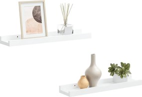 Poličky na zarámované obrázky 2 ks bílé 40 x 9 x 3 cm MDF 323928