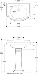 Kerasan Sapho Retro 104601 umyvadlo 69 x 52 cm