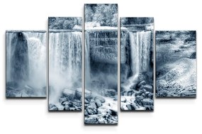 Sablio Obraz - 5-dílný Černobílý vodopád - 125x90 cm