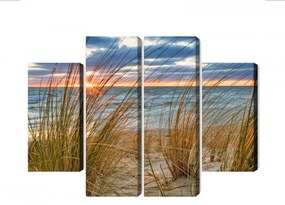 Vícedílný obraz Východ Slunce Na Pláži Rujána Nedostatek Nedostatek Přírodní plátno 160x120