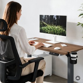 Elektrický stůl s regulací výšky ergonomický antracitový/ořech,1200x600 mm: ARIA