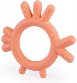 GiliGums Dětské silikonové kousátko Chicken Teether, 3m+, meruňková, 1 ks