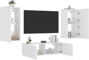 3dílná obývací stěna s LED osvětlením bílá 3216874