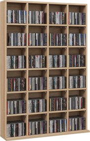 HOMCOM úložný prostor na CD a DVD, multimediální regál s 24 oddíly, maximální kapacita 480 CD/312 DVD, dřevěný regál s nastavitelnými policemi, 89 x 2