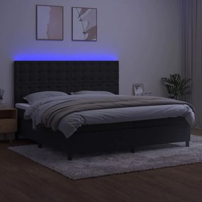 Box spring postel s matrací a LED černá 200x200 cm samet 3136385